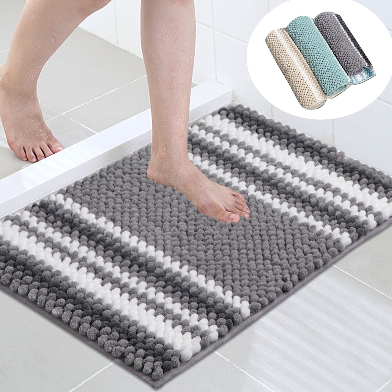 RFUGUG Bath Rugs, Chenille Non Slip Absorbent Plush Bathroom Mats, Soft ...