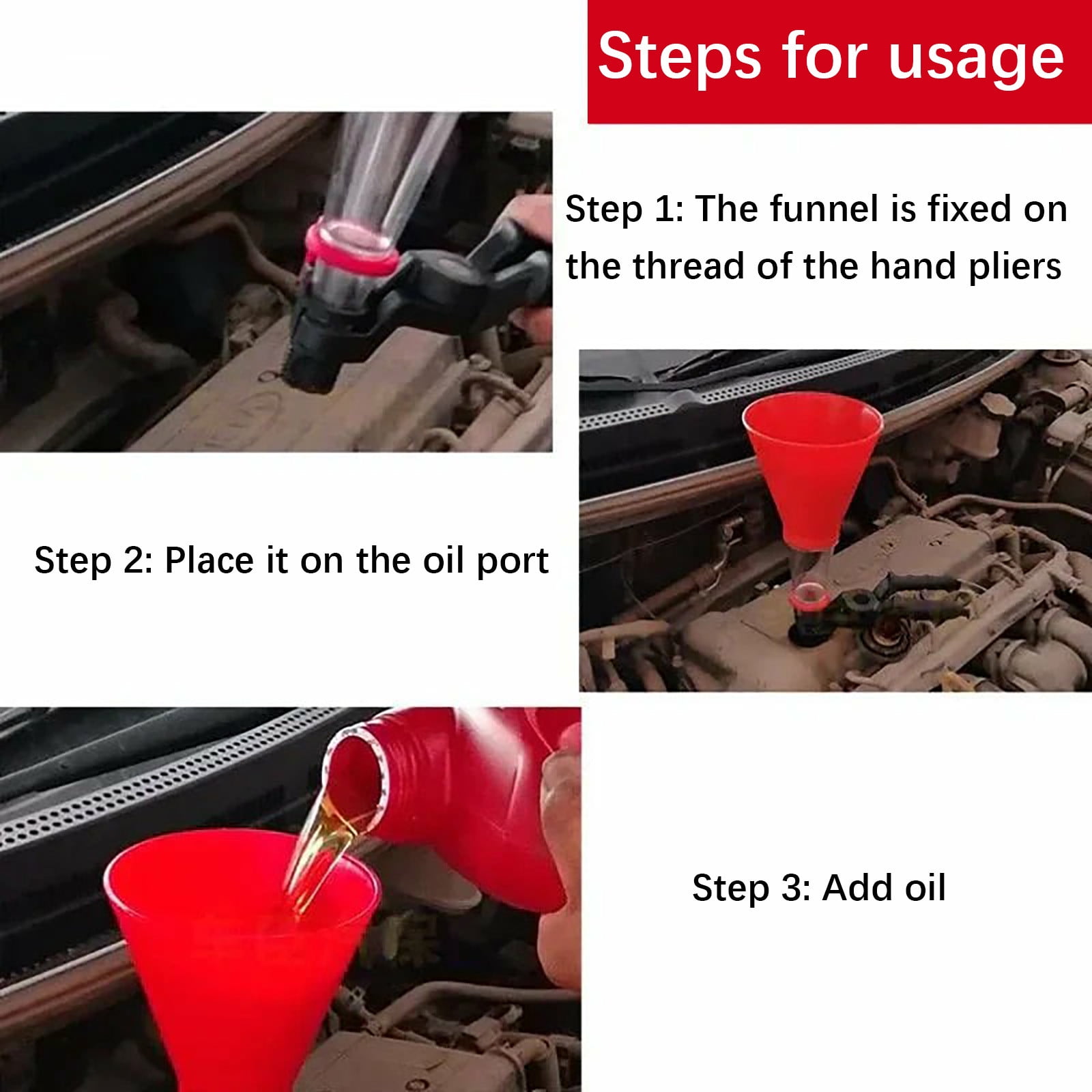 RFUGUG Car Engine Funnel, Multi-Function Fueling Funnel, Home and Auto ...