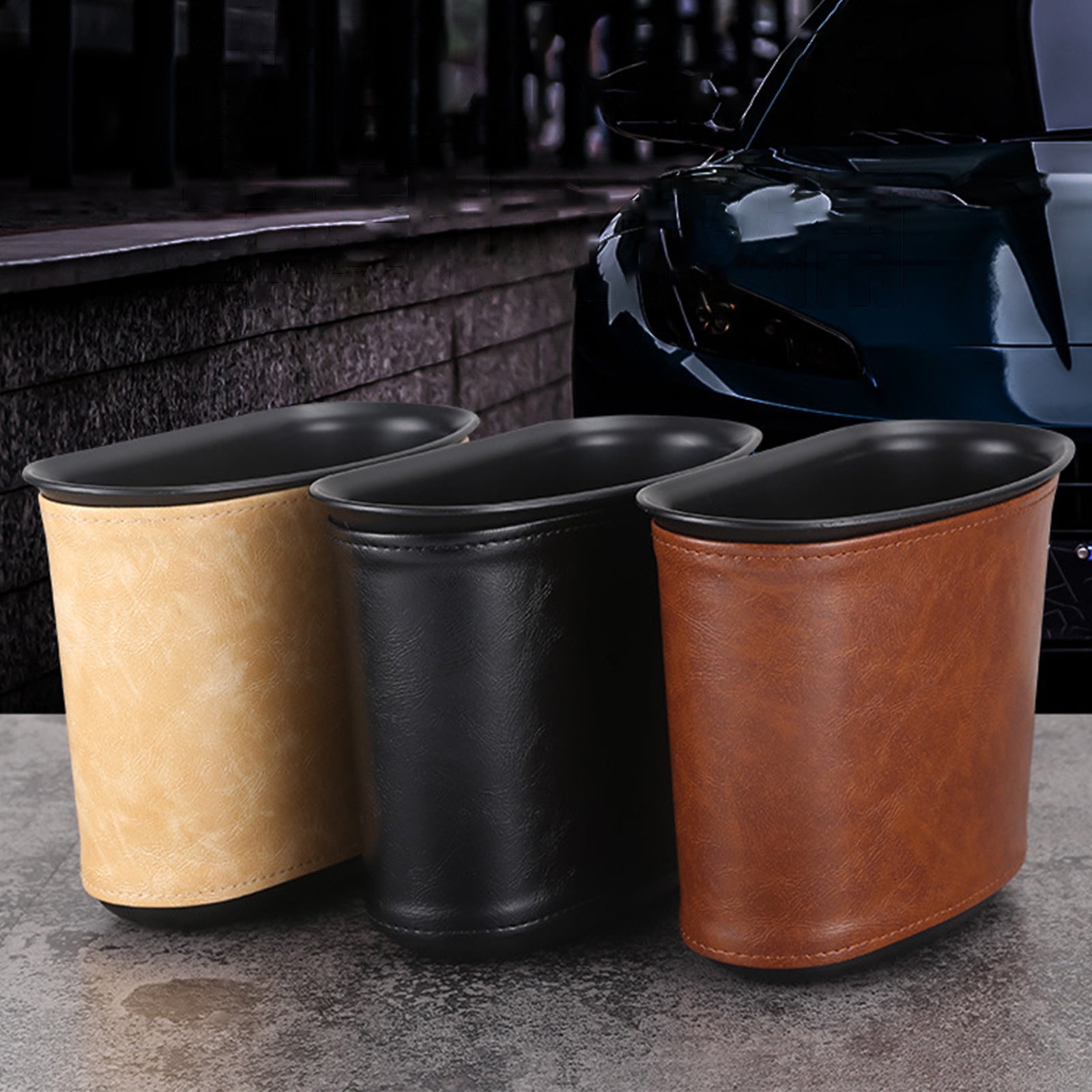 RFUGUG Creative Leather Car Trash Can - Hanging Door-Mounted Vehicle ...