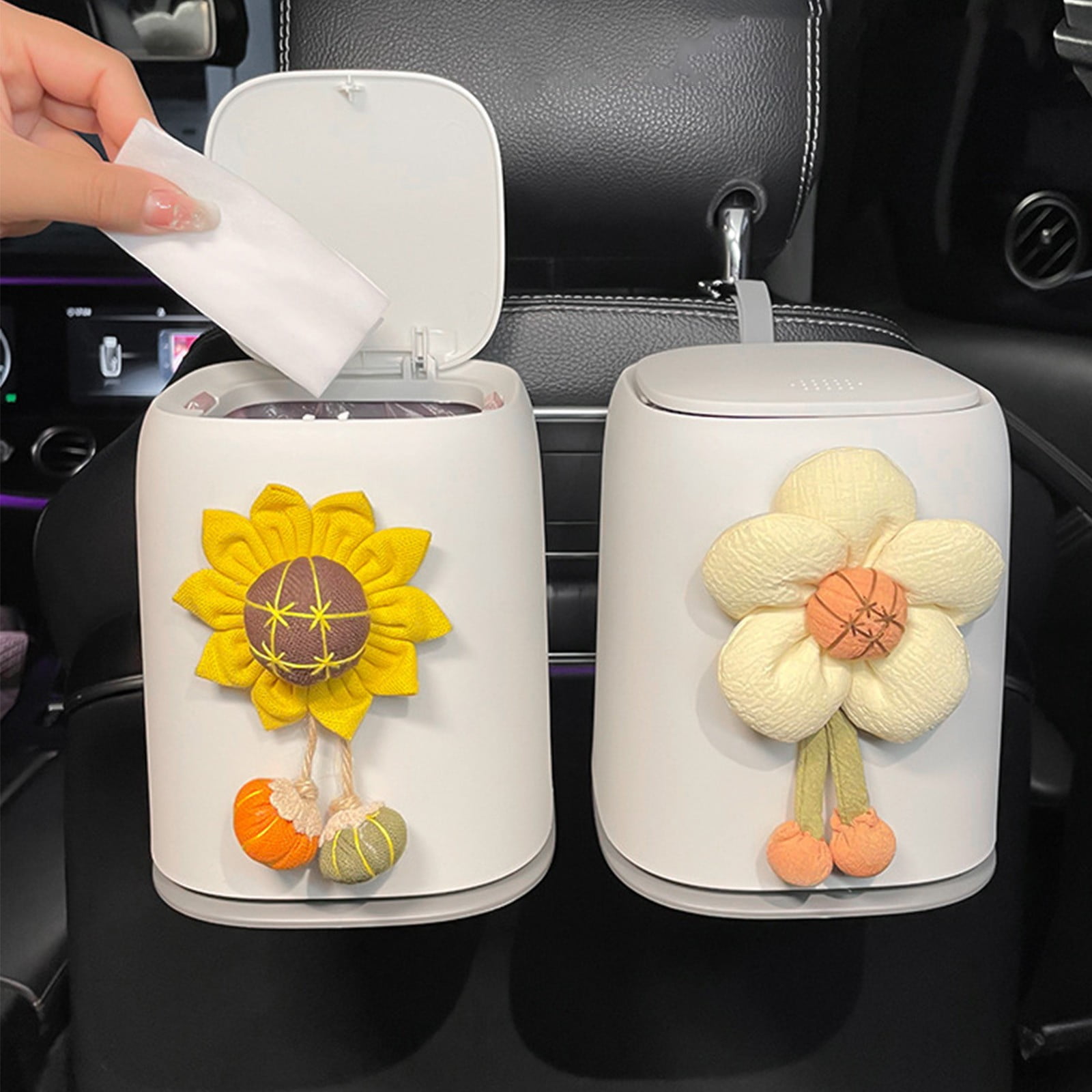 RFUGUG Cute & Premium Car Trash Can - One-Click Press Hanging Auto ...