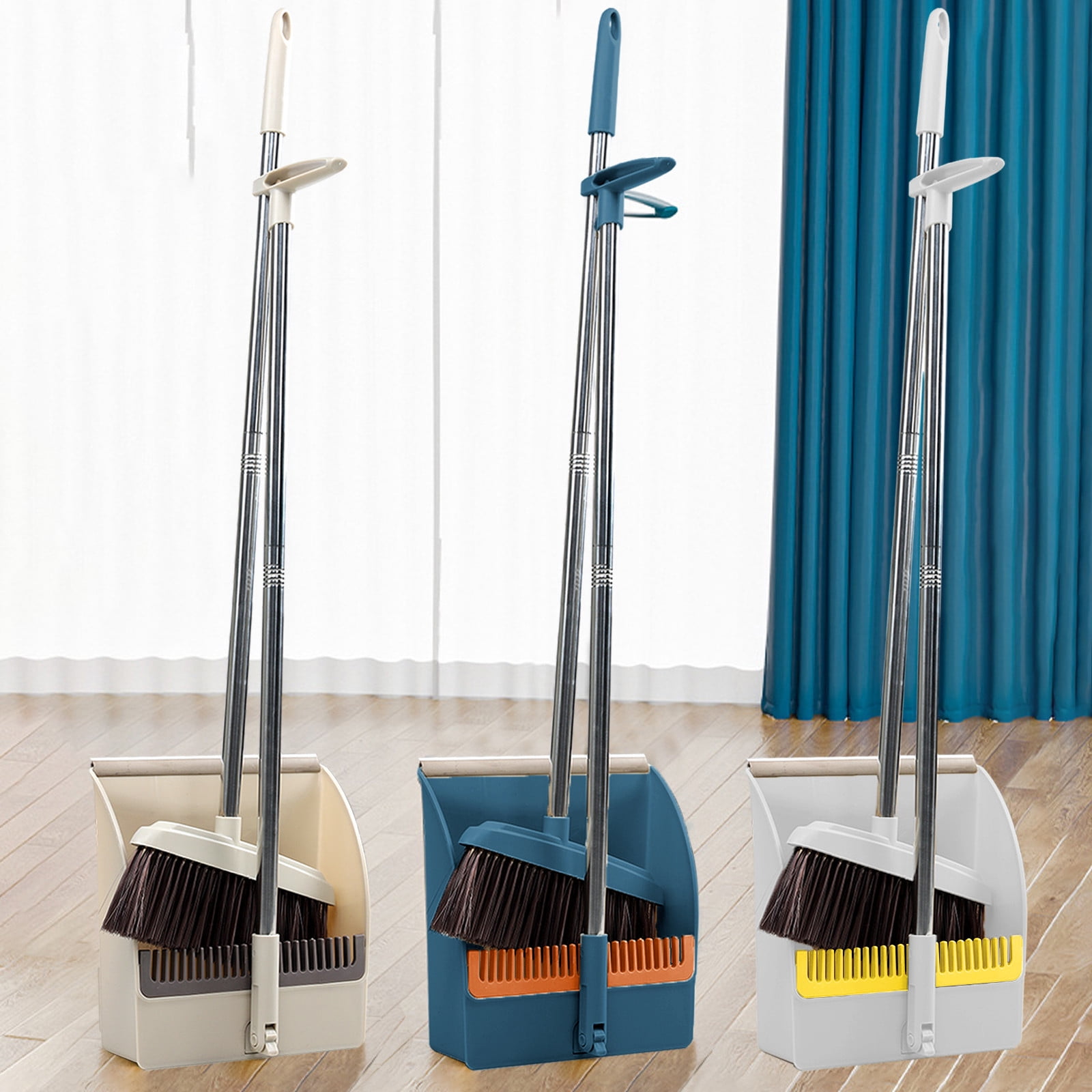 RFUGUG Fold'n Sweep Broom and Dustpan Set, Serrated Edge for Effective ...