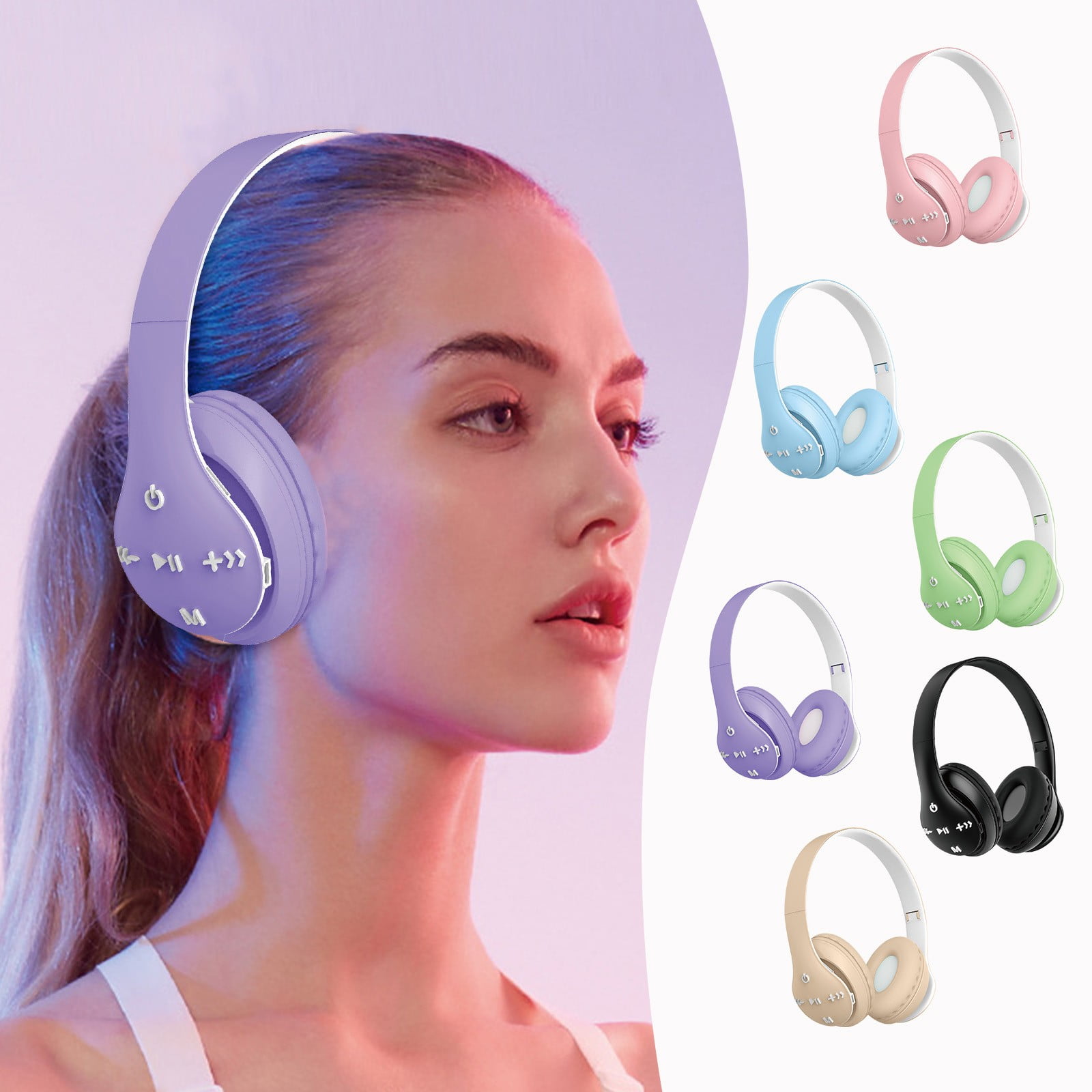 RFUGUG Foldable & Retractable Wireless Bluetooth Over-Ear Headphones ...