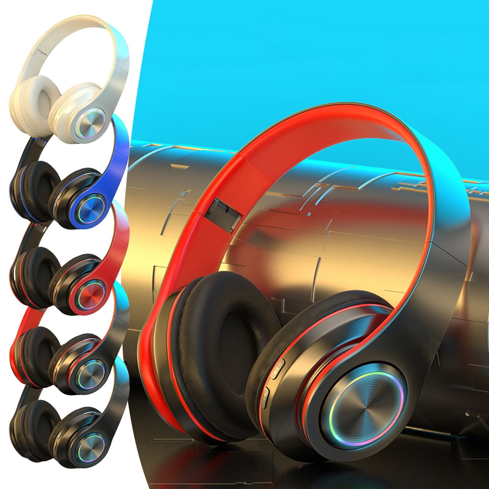 RFUGUG Glowing Wireless Over-Ear Stereo Bluetooth Headphones ...