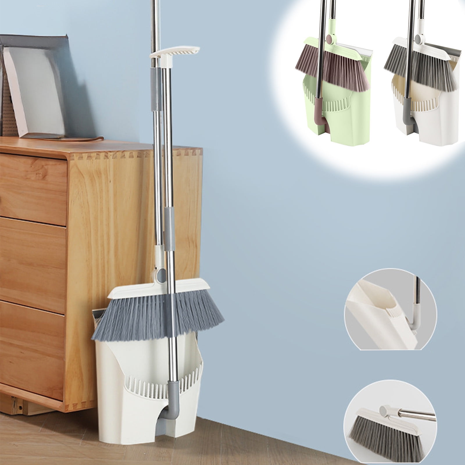 RFUGUG Home Sweep Soft Bristle Broom and Dustpan Set, Gentle Sweeping ...