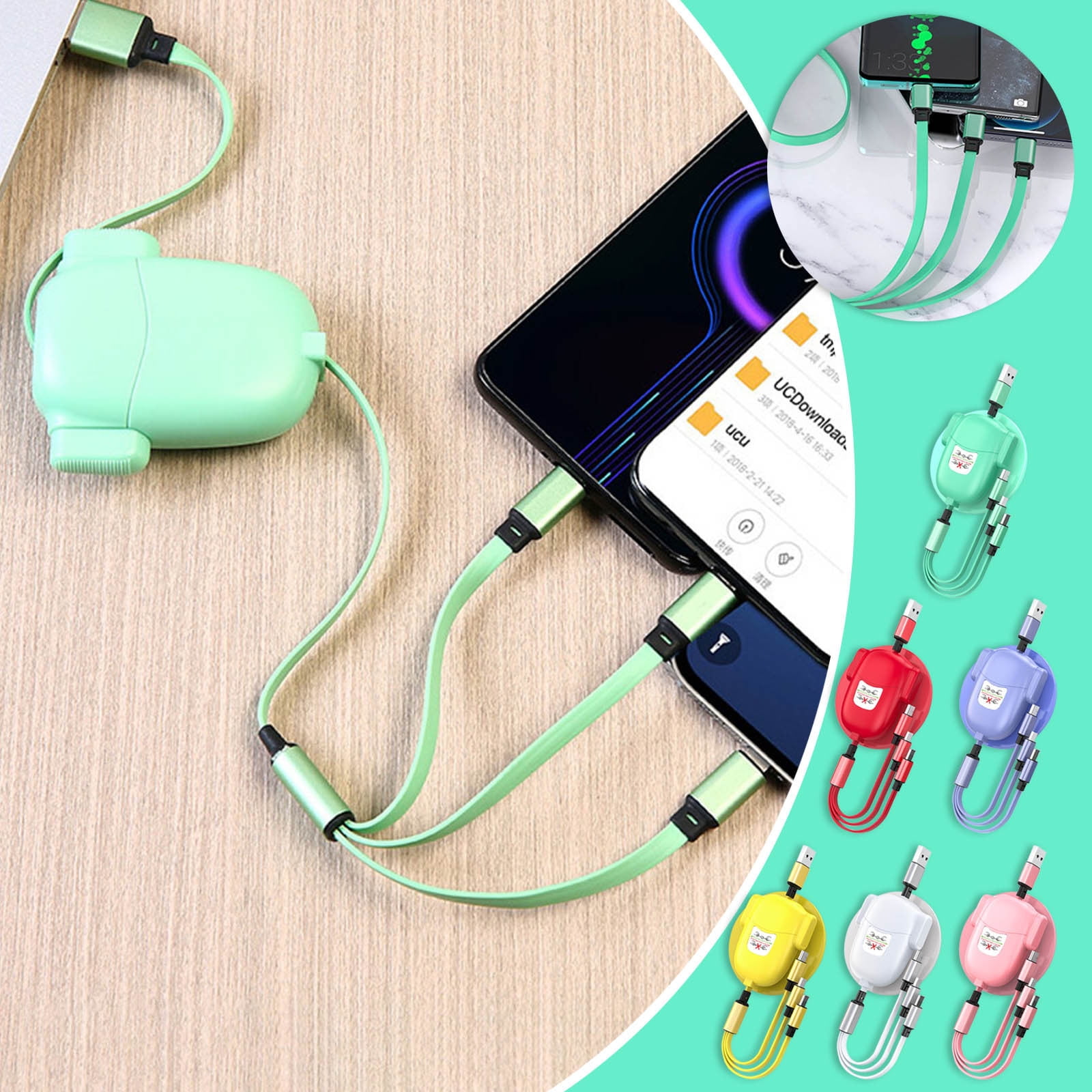 RFUGUG Robot-Shaped Charging Cable, 3-in-1 Retractable Data Cable, Fast ...
