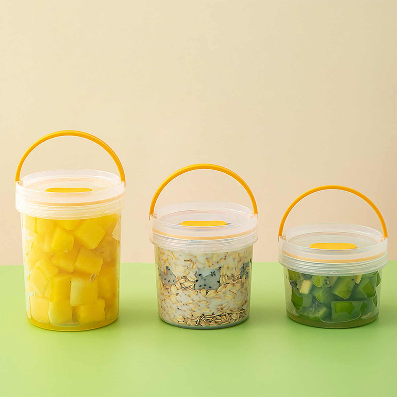 RFUGUG Round Snack & Fruit Bento Box Set - Clear Leakproof Containers ...