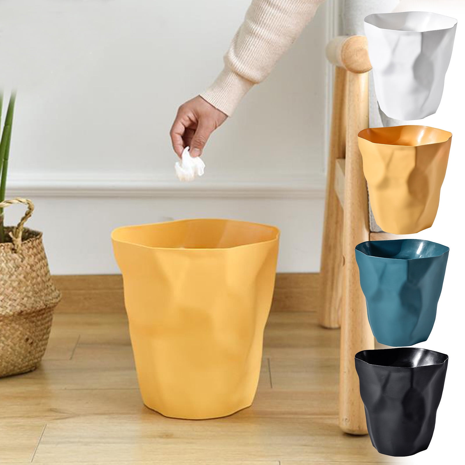 RFUGUG Round Thickened Large Trash Can | Lidless Touch-Free Design ...