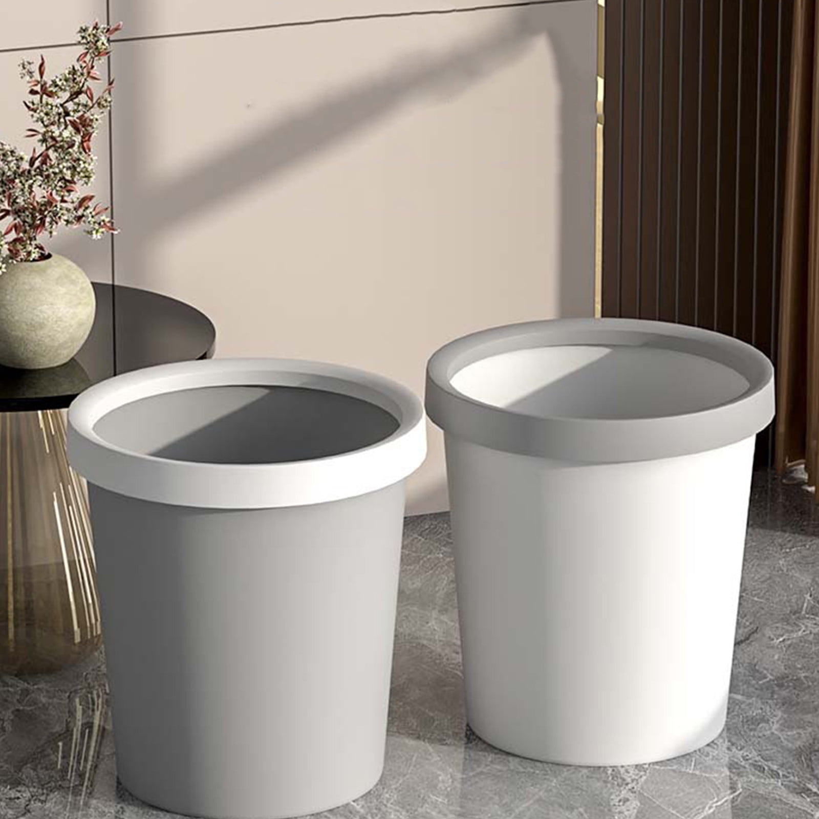 RFUGUG Sleek Bathroom Trash Can, Small Waste Basket with Pressing Ring ...