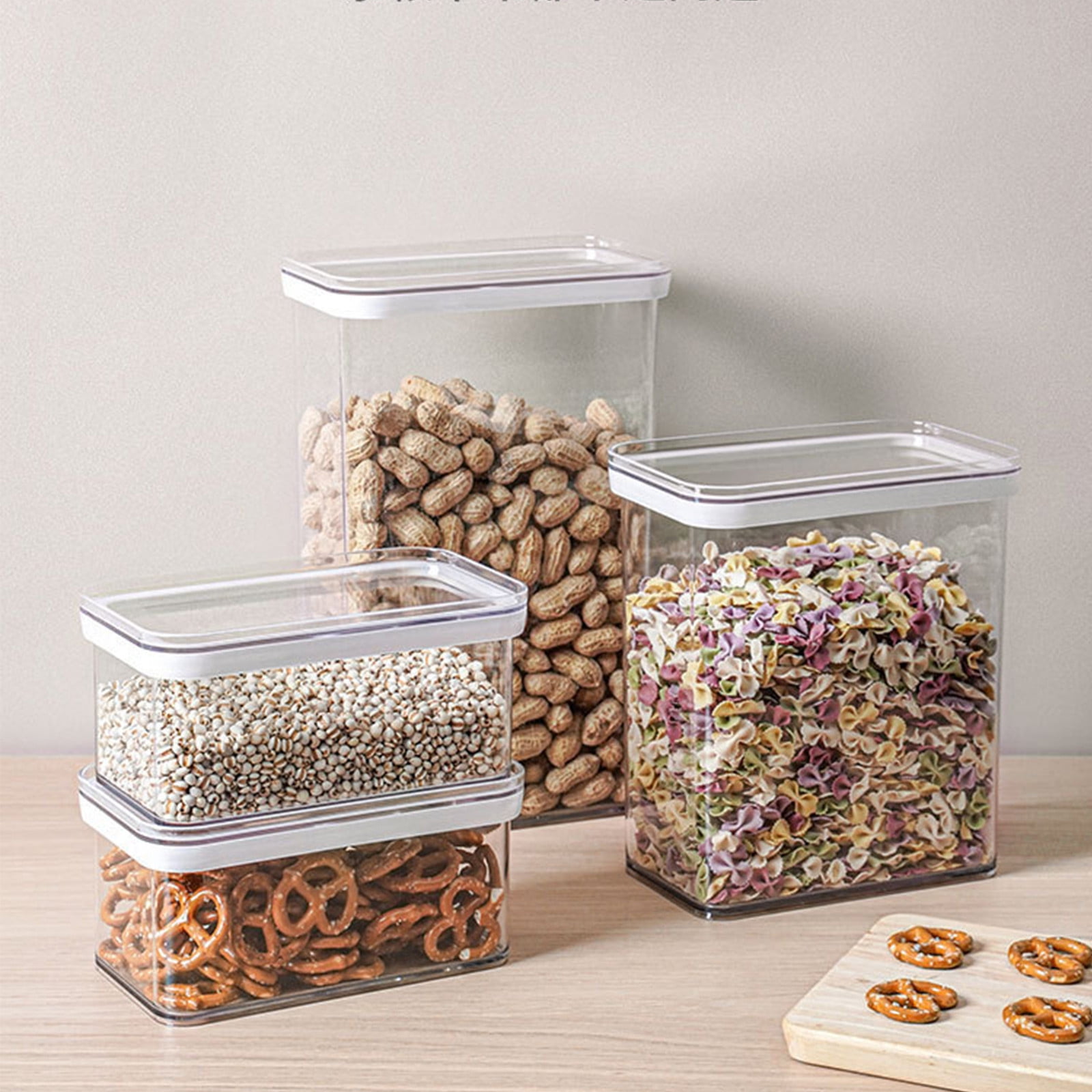 RFUGUG Stackable Clear Grain Storage Jars - Airtight Food Containers ...