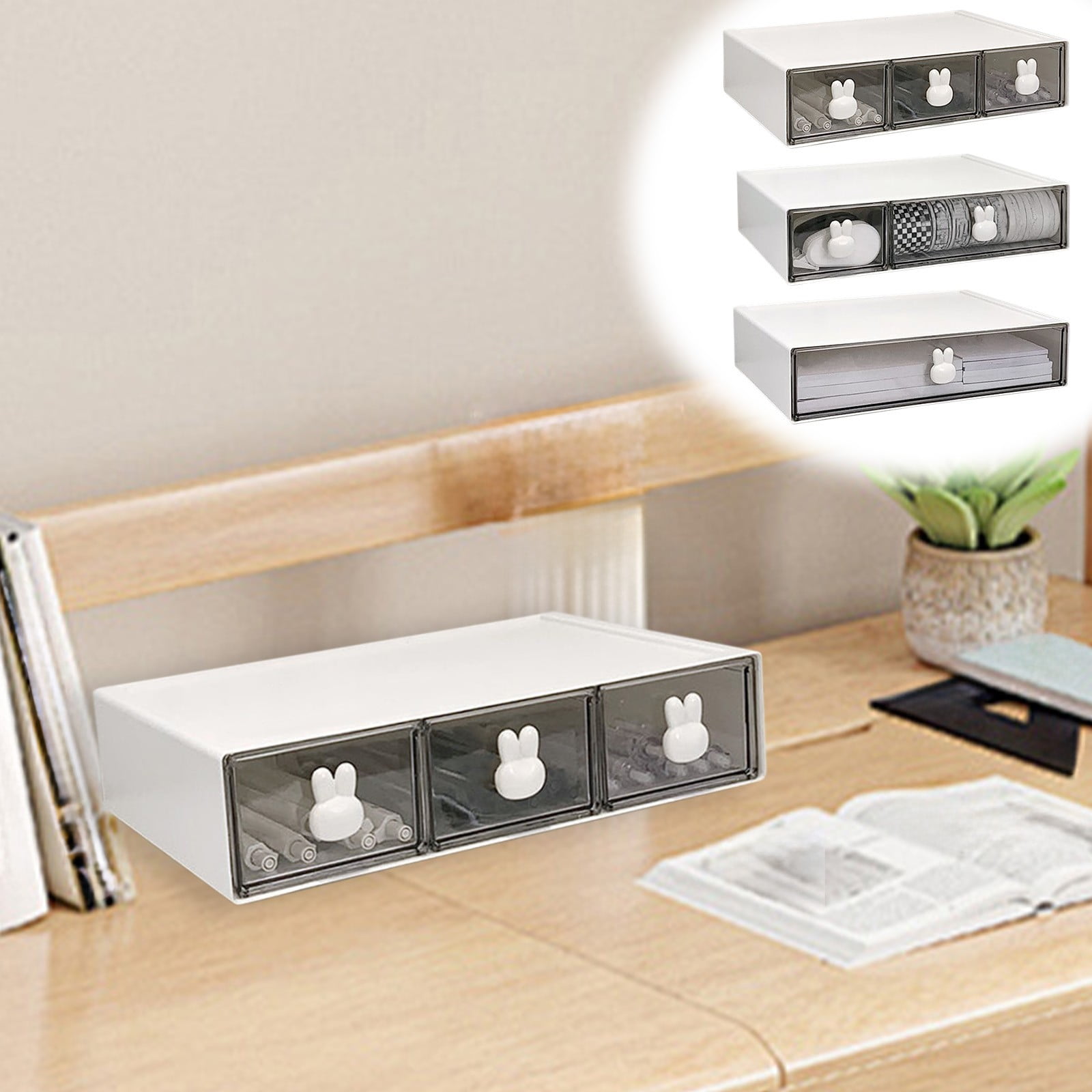 RFUGUG Transparent Multi-Compartment Drawer Organizer | Desktop Student ...