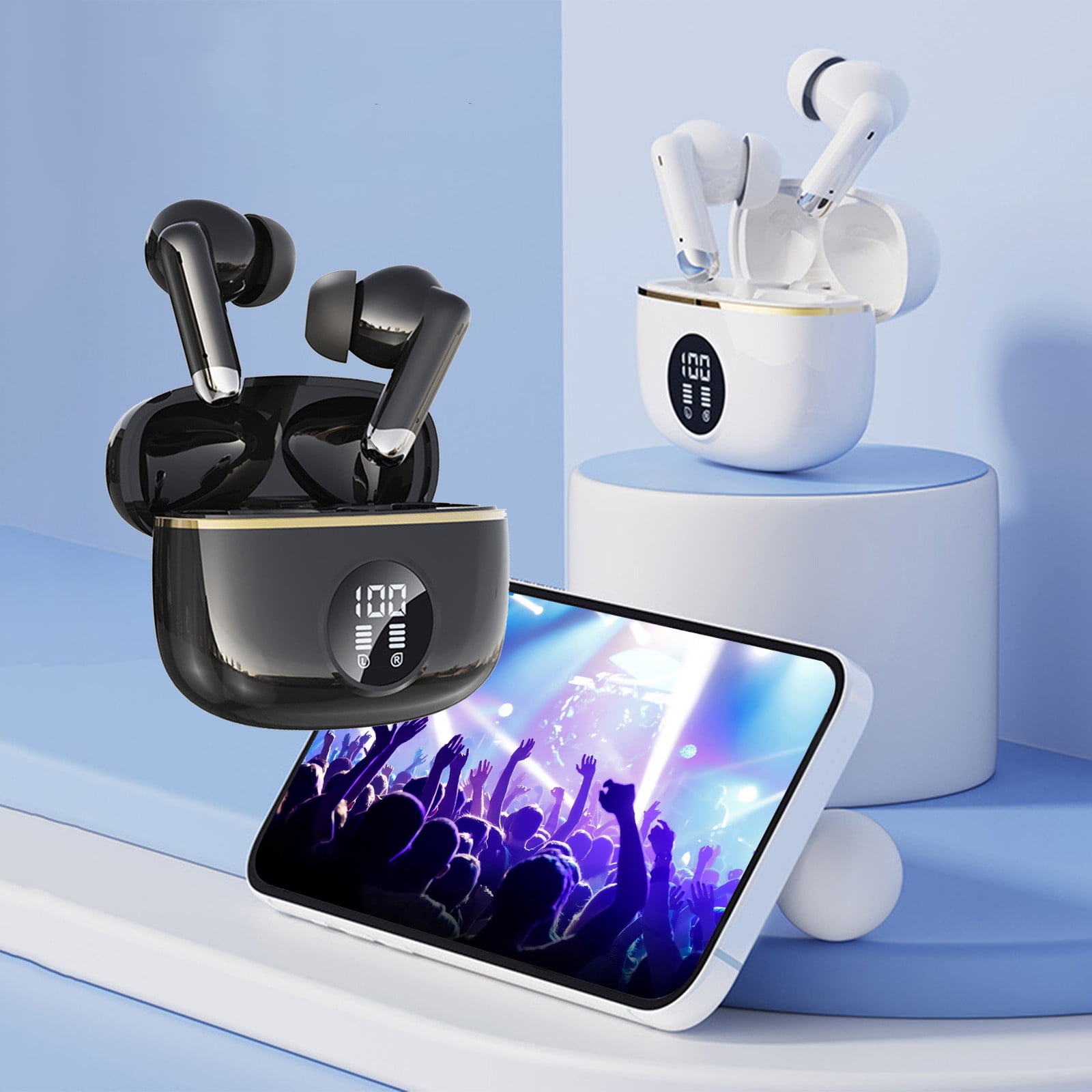 RFUGUG V5.3 True Wireless Bluetooth Earphones, LED Digital Display, IPX4 Waterproof, 4-6 Hour ...