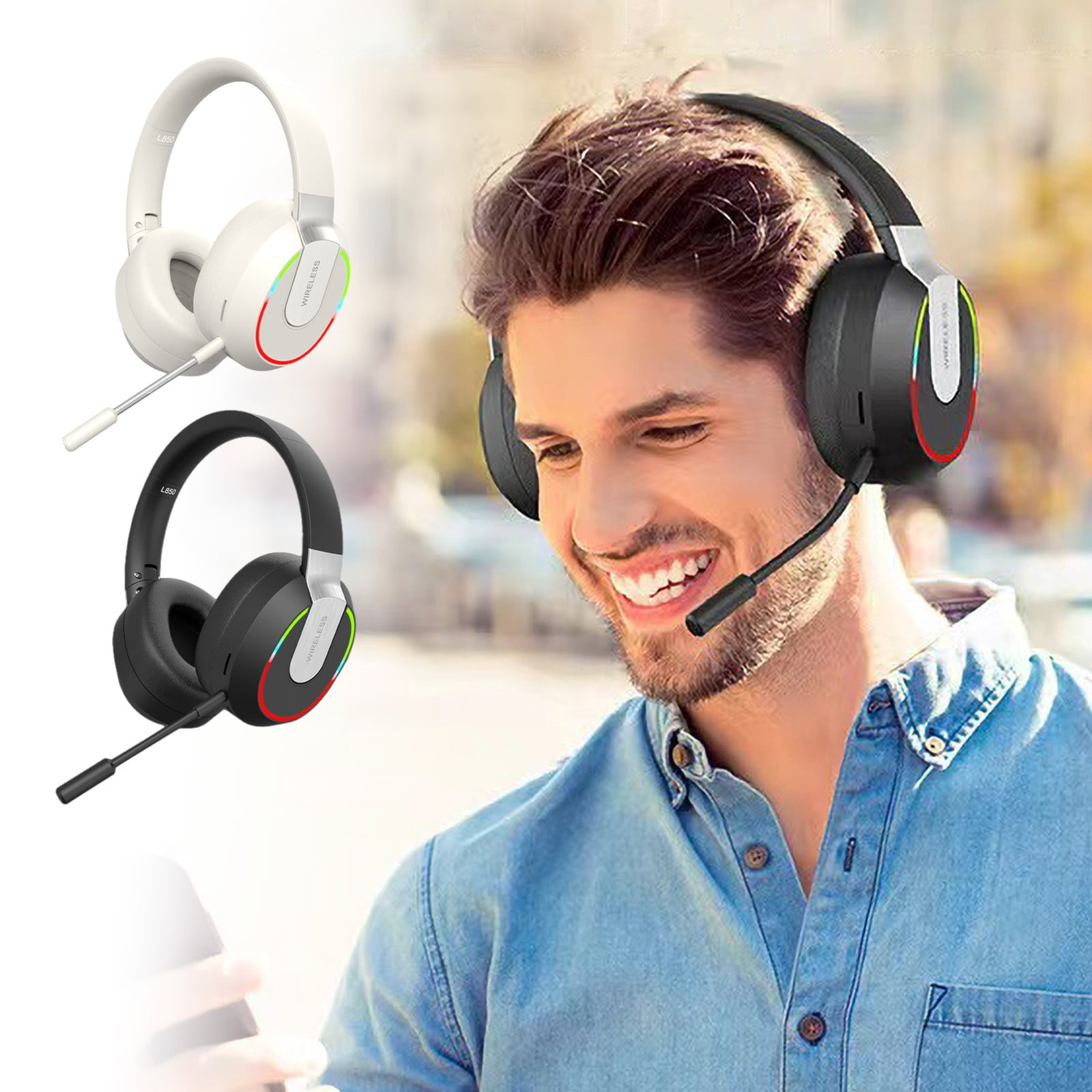 RFUGUG Wireless Bluetooth 5.1 Headphones - Zero Latency Over-Ear Gaming ...