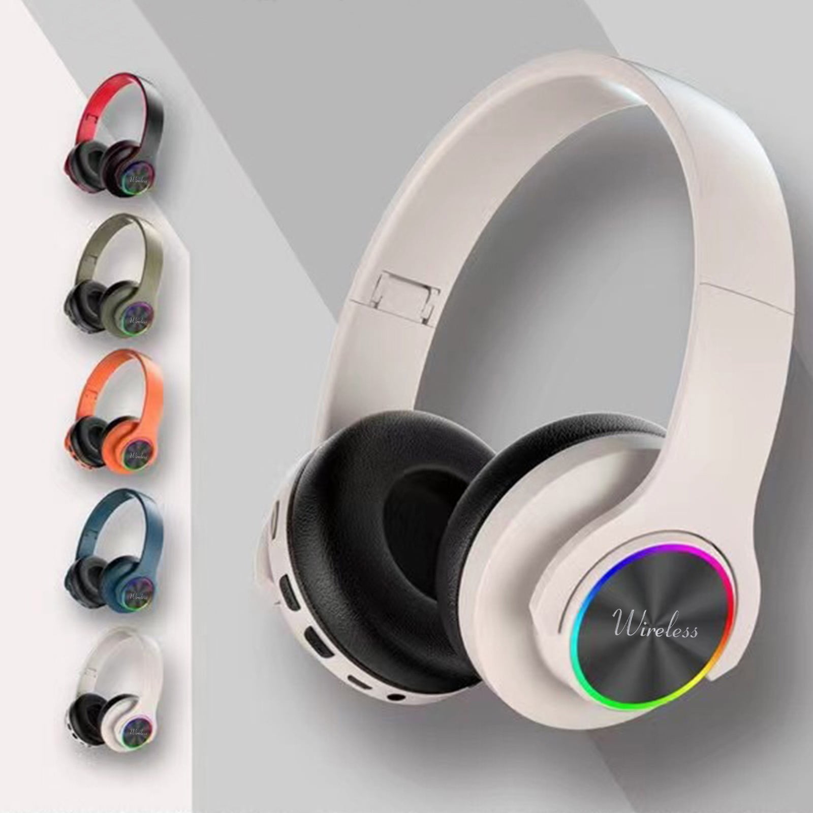 RFUGUG Wireless Bluetooth Over-Ear Headphones with RGB Breathing Lights ...
