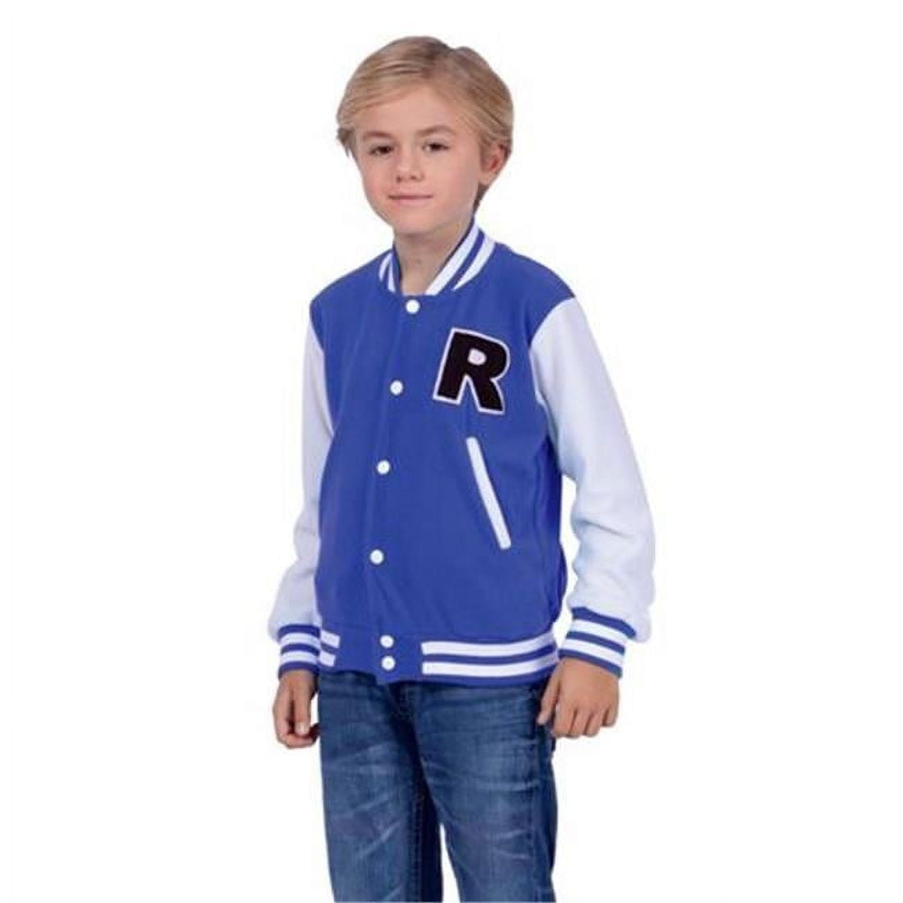 RG Costumes Child 50s Letterman Jacket with Sleeves, Blue with White ...