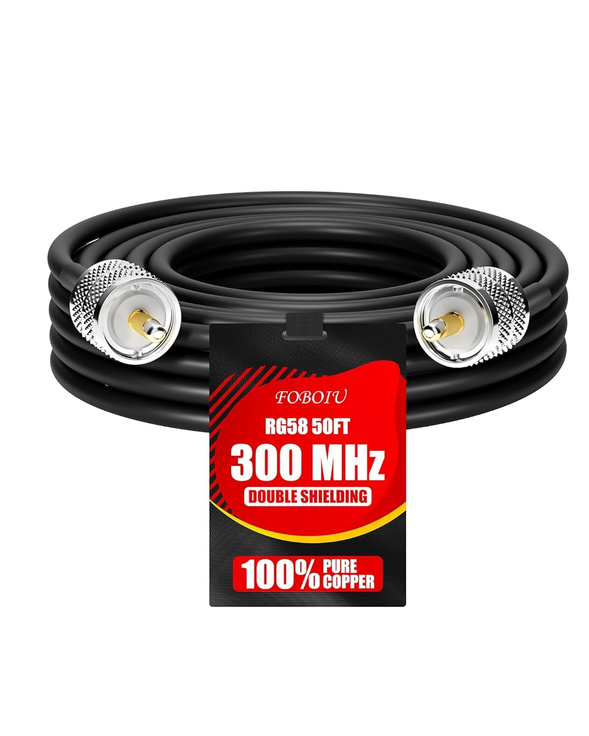 RG58 Coaxial Cable 50FT, CB Antenna Cable, PL259 UHF Male-to-Male Coax ...