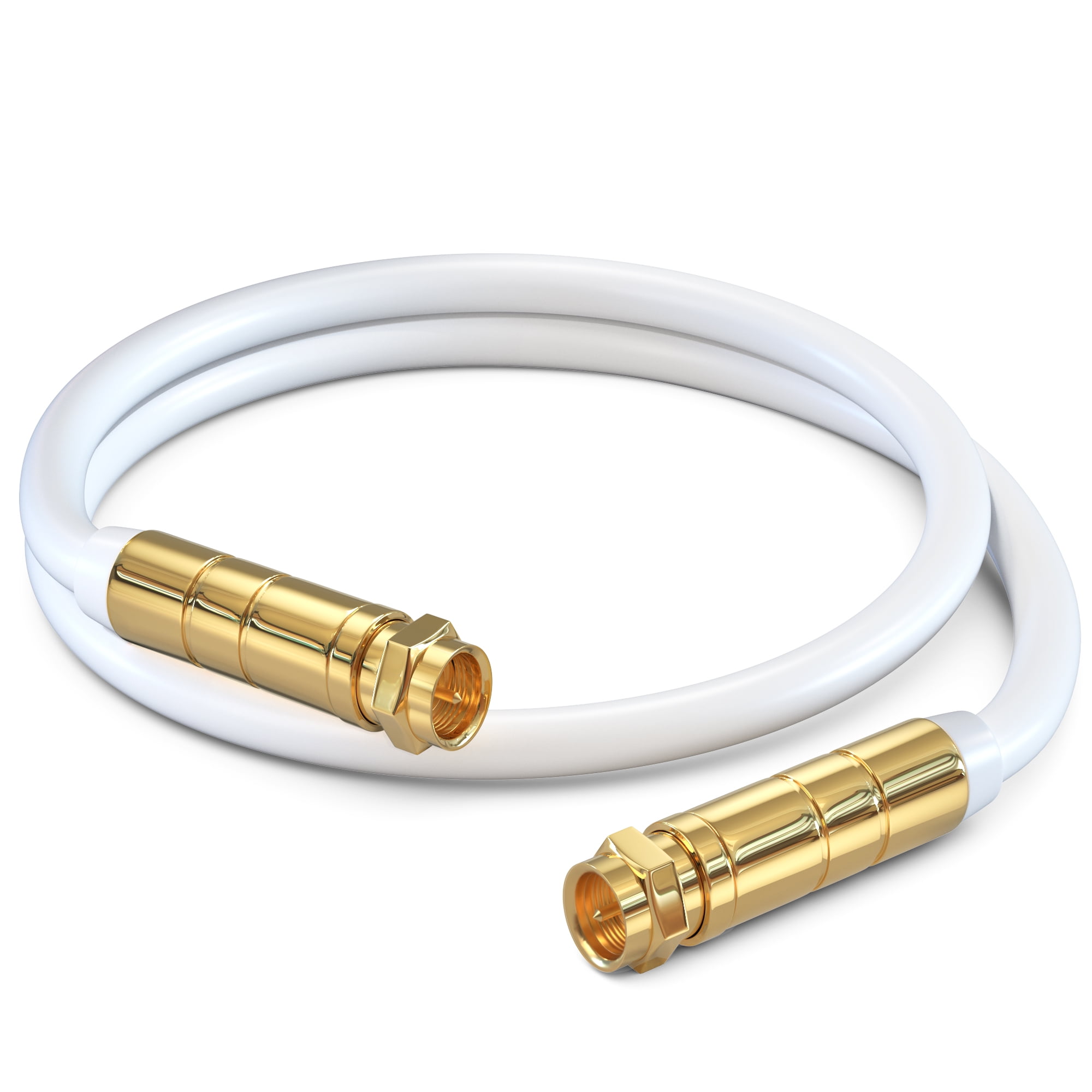 RG6 COAXIAL Cable - Quad Shielded, 1.5ft White Non-Oxygen Copper Cable ...
