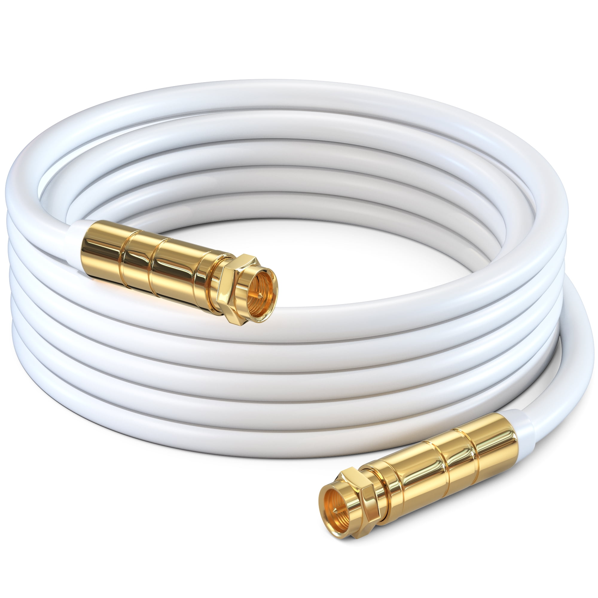 RG6 COAXIAL Cable - Quad Shielded, 10ft White Non-Oxygen Copper Cable ...