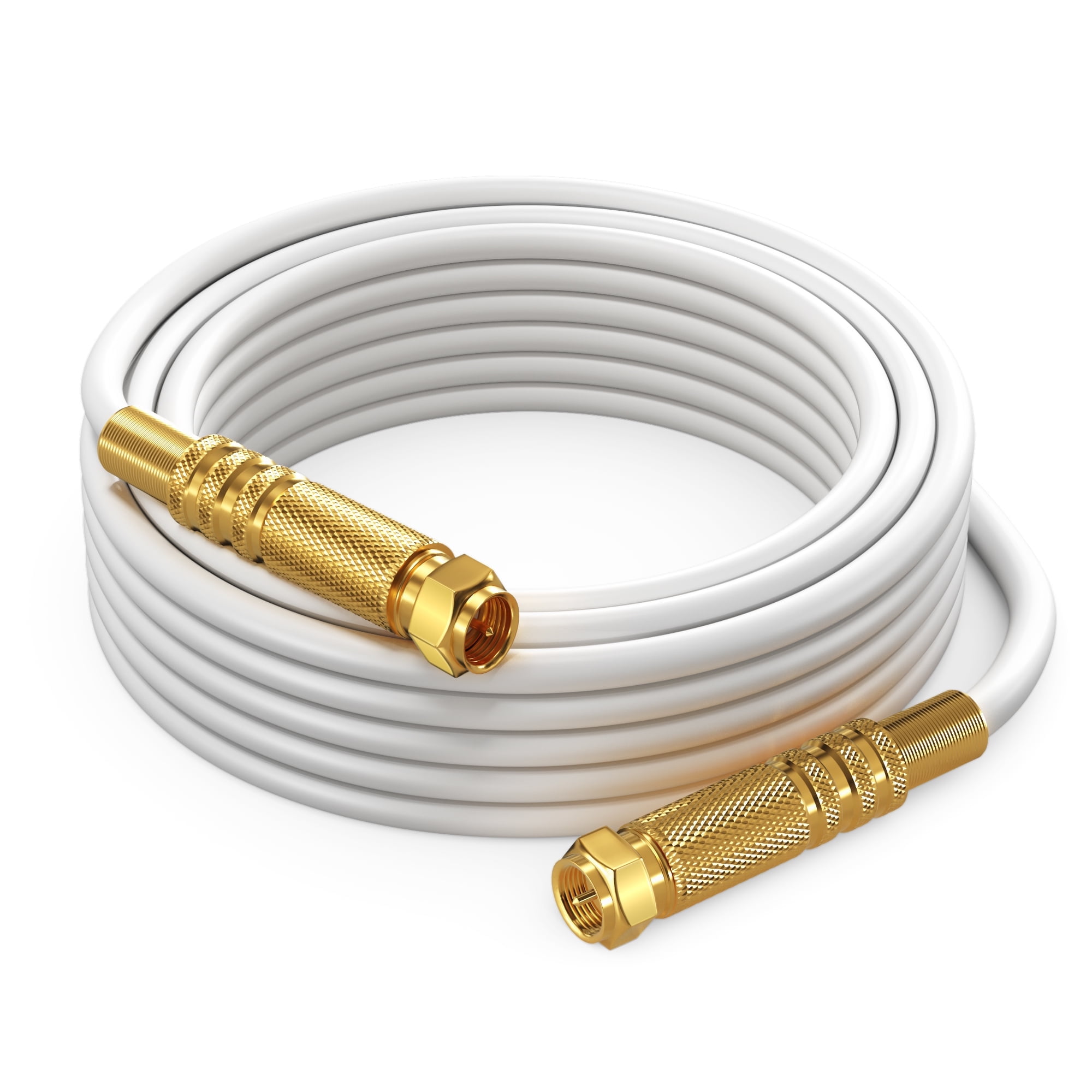 RG6 COAXIAL Cable - Quad Shielded, 20ft / White Non-Oxygen Copper Cable ...