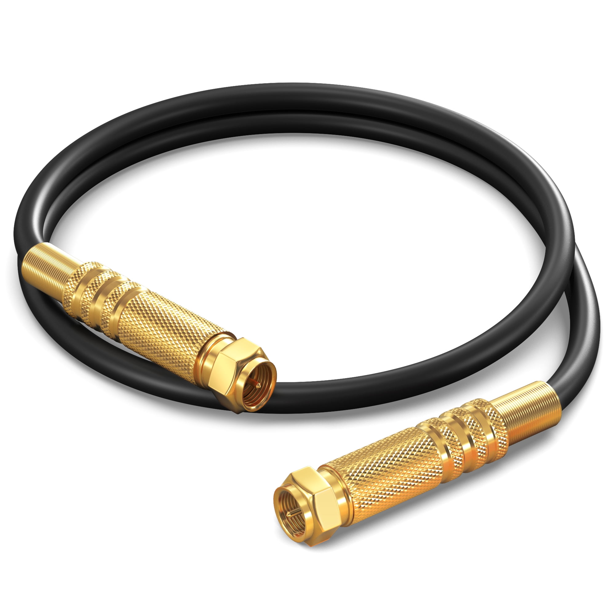 RG6 COAXIAL Cable - Quad Shielded, 2ft / Black Non-Oxygen Copper Cable ...