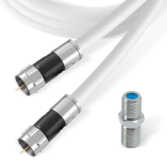 Cable Communications RG6 Coaxial Cable, 15ft White, High-Speed Internet ...