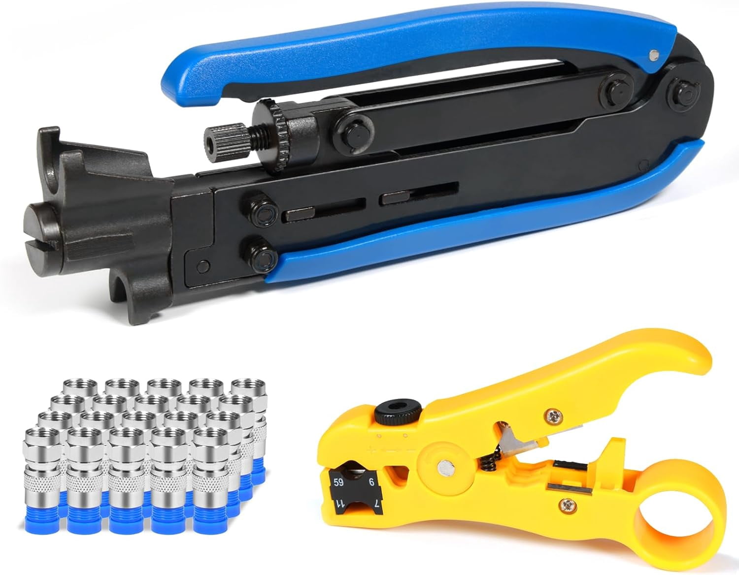 RG6 Compression Tool Coax Cable Crimper Kit RG6 RG11 RG59 F81 with ...
