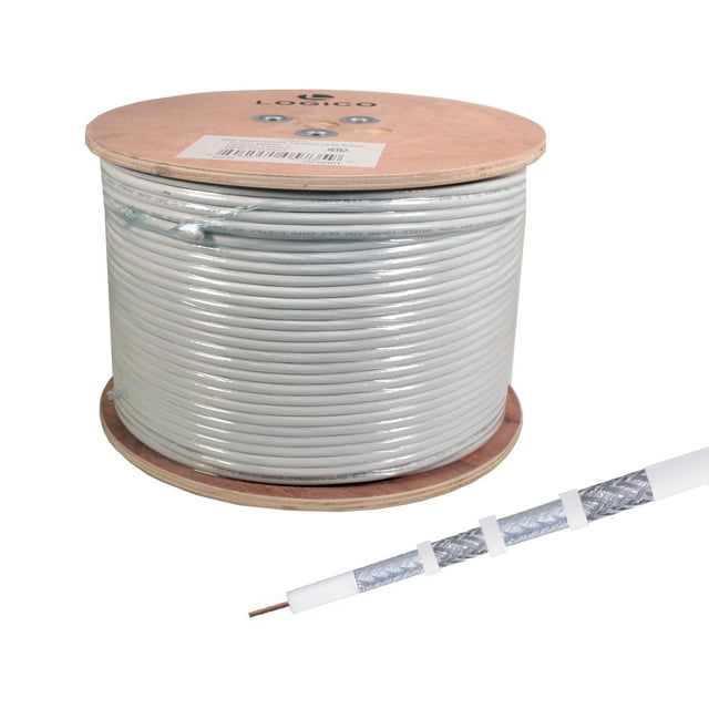 RG6 Quad Shield Coaxial Cable 18 AWG 1000ft Bulk Coax Satellite TV White - Walmart.com