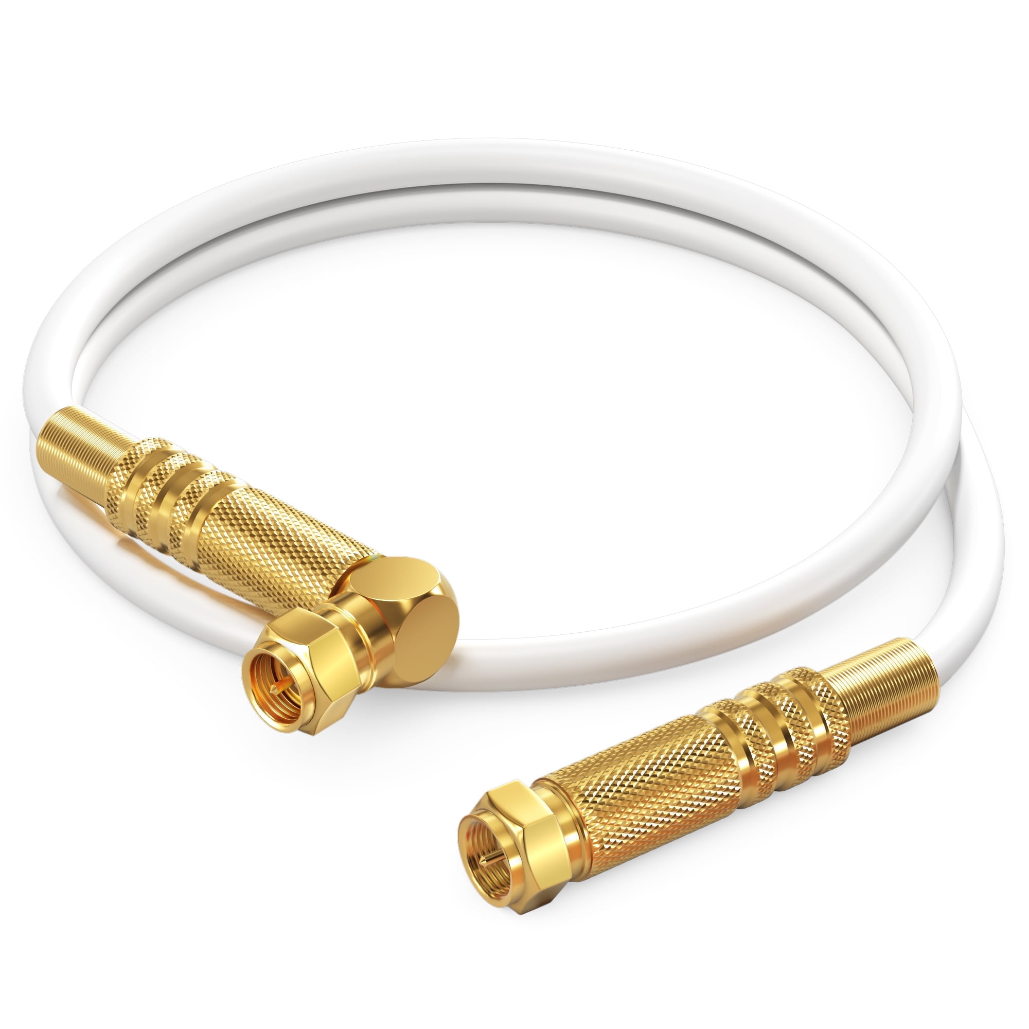 RG6 Quad Shield Coaxial Cable 2 Feet, 90 Degree Angled Cable Cord for ...