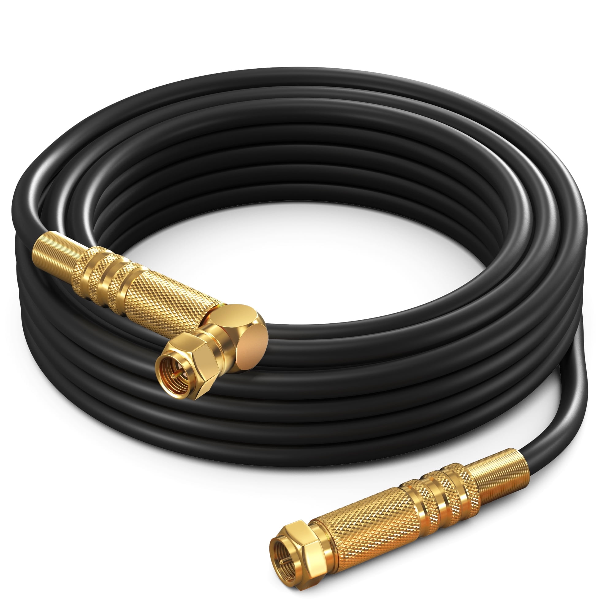 RG6 Quad Shield Coaxial Cable 30 Feet, 90 Degree Angled Cable Cord for ...