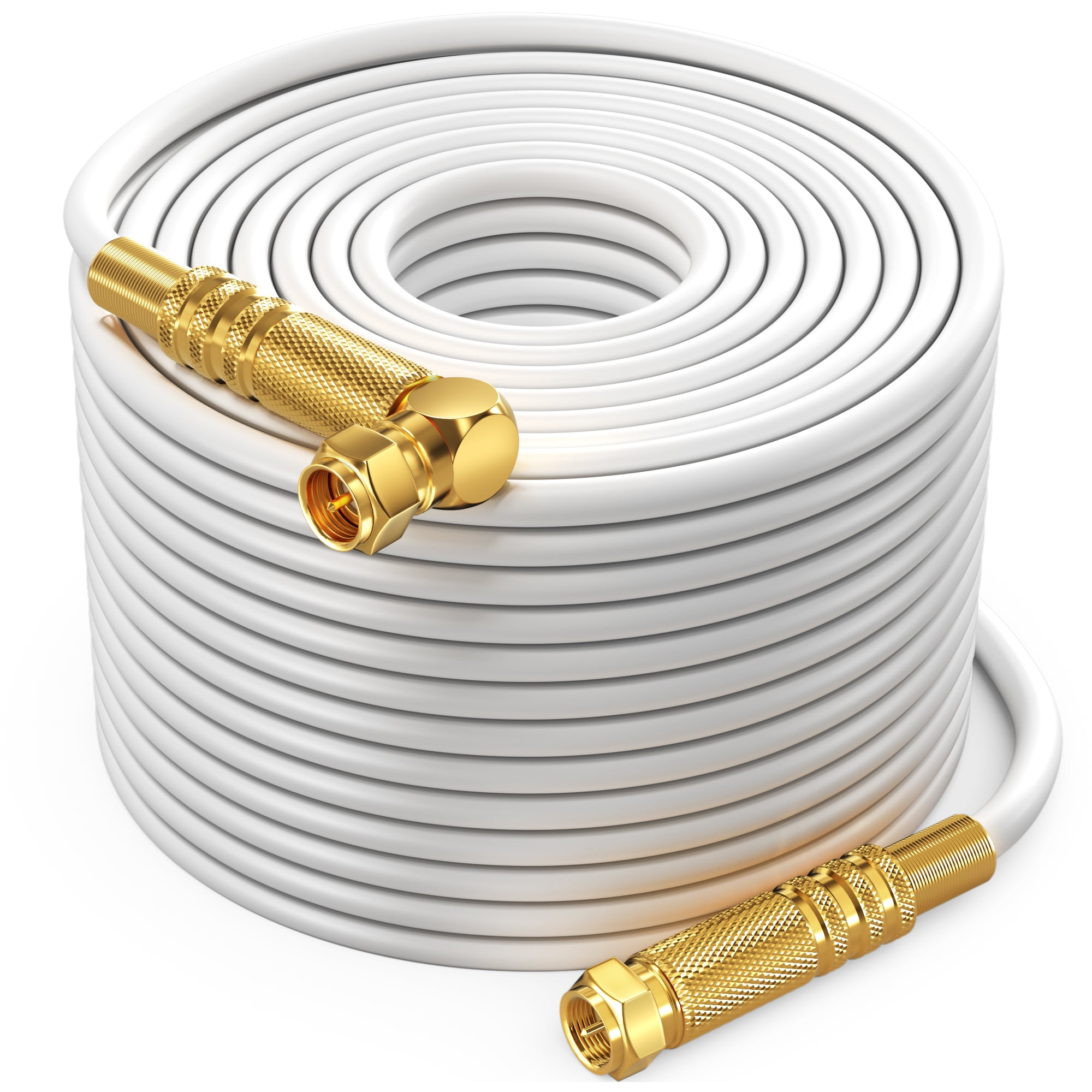 RG6 Quad Shield Coaxial Cable 300 Feet, 90 Degree Angled Cable Cord for ...