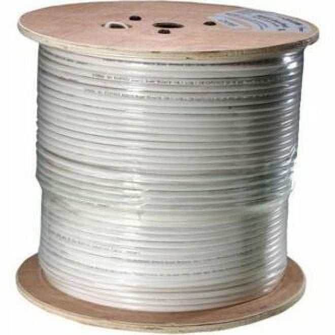 RG6 Quad Shielded Coax Cable, Bulk RG6 Coaxial Cable, White, 18 AWG, Solid Core, Pullbox, 1000 ...