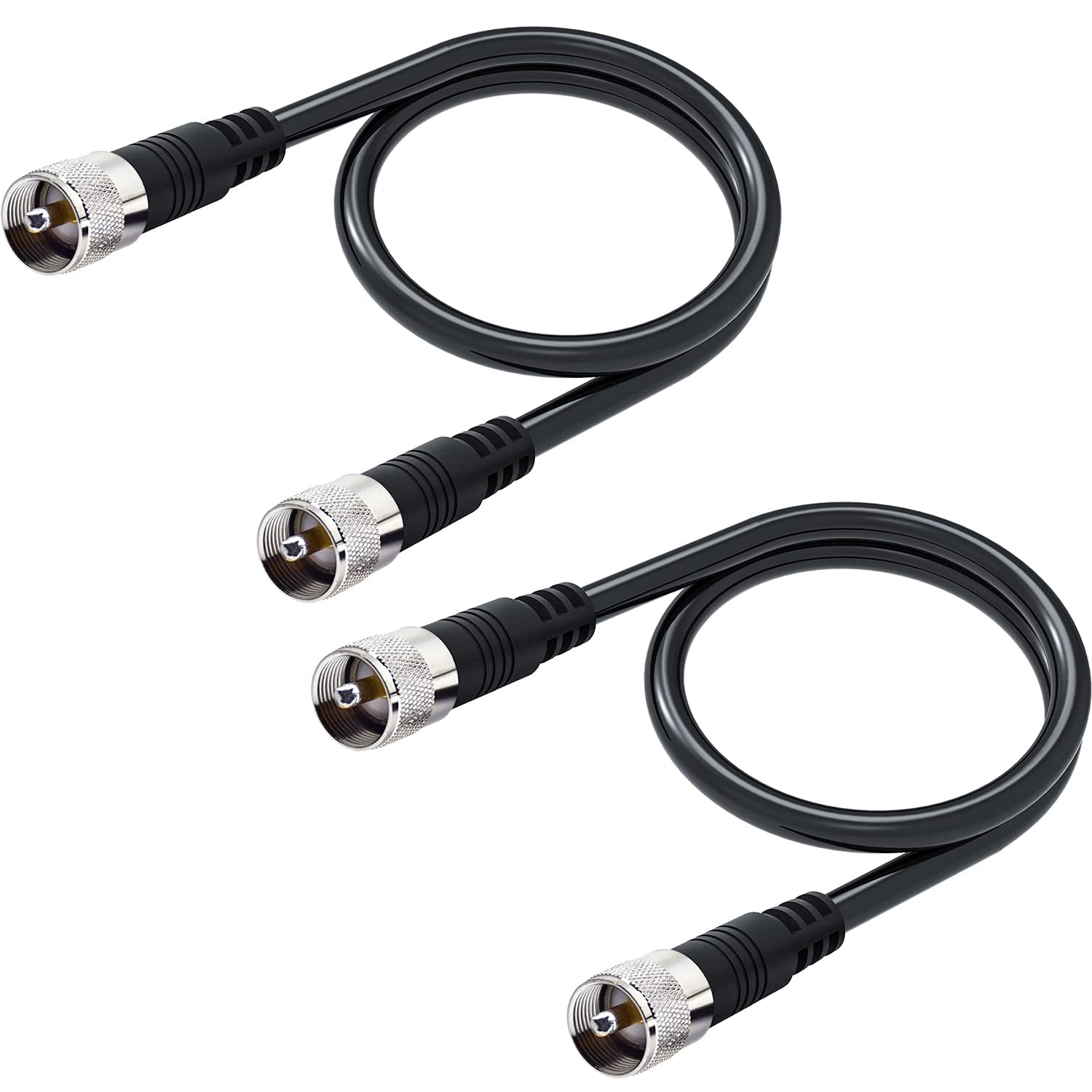 RG8x Jumper Cable, 2 Pack 2ft CB Coax Cable PL259 UHF Connector 50 ohm ...