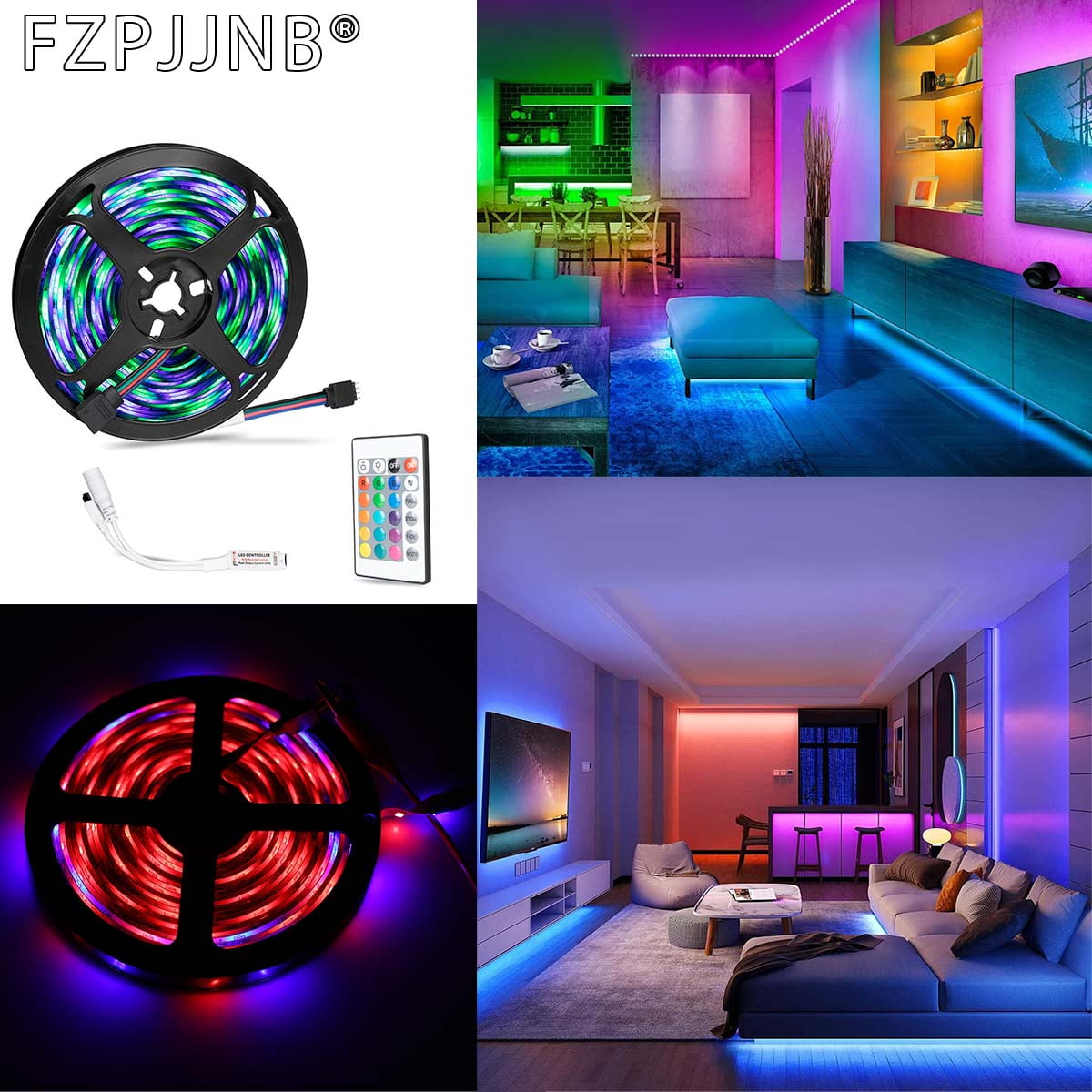 RGB 16.4FT 5M LED Boat Light Deck Waterproof 12v Bow Trailer Pontoon ...