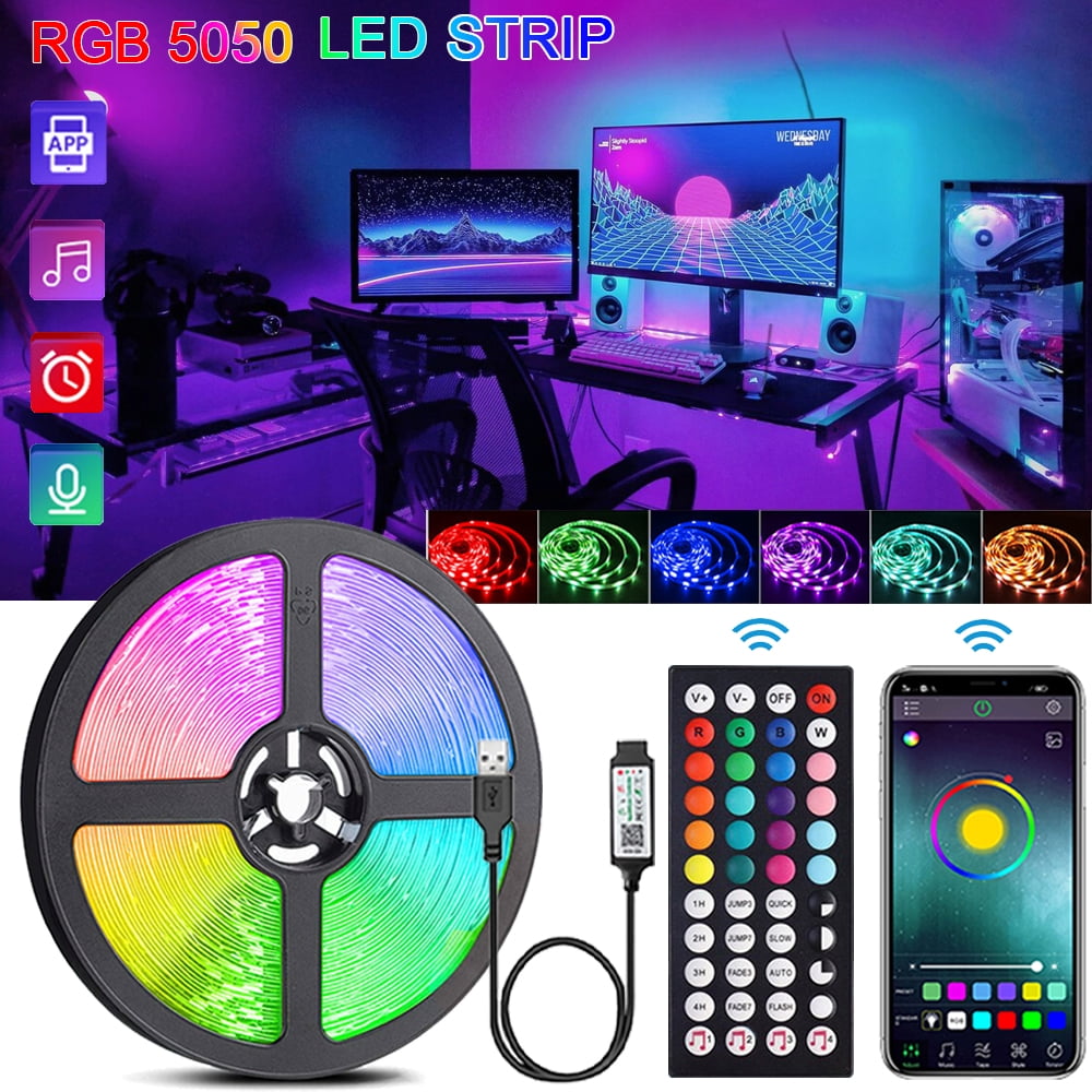 RGB 5050 LED Strip Lights Music Sync USB 5V Remote Control Led Ribbon ...