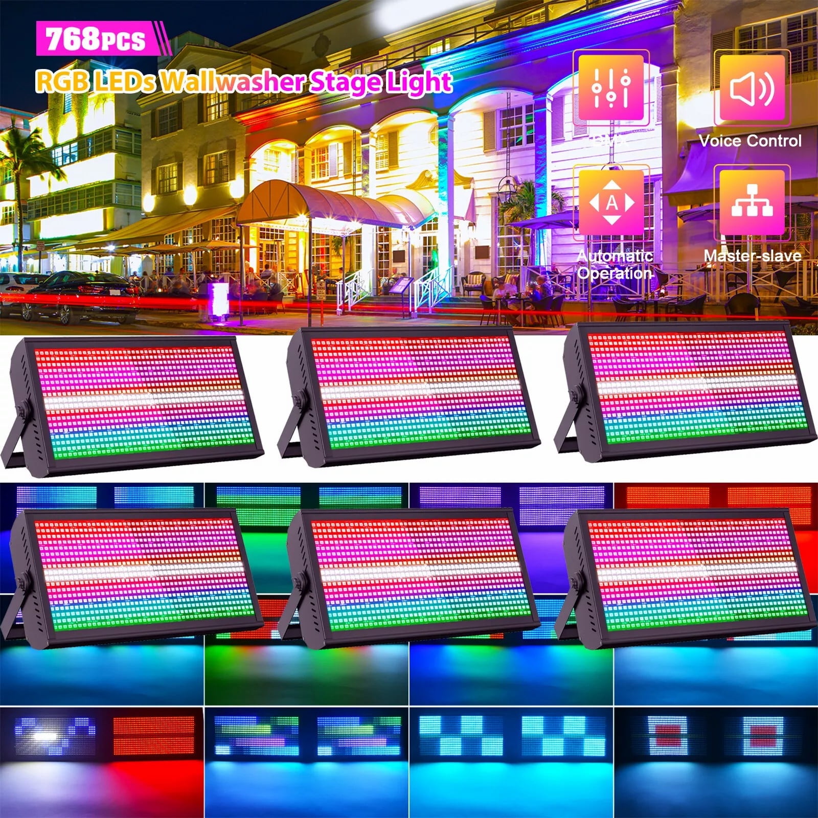 RGB 768 LED Wall Wash Light Strobe DMX Stage Light for Disco Party ...