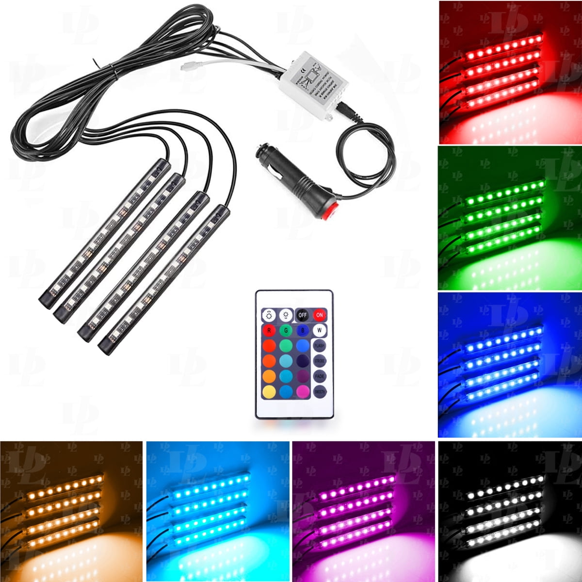RGB Automotive Ambient Light Kit Under Dash Foot Well Seats Inside ...