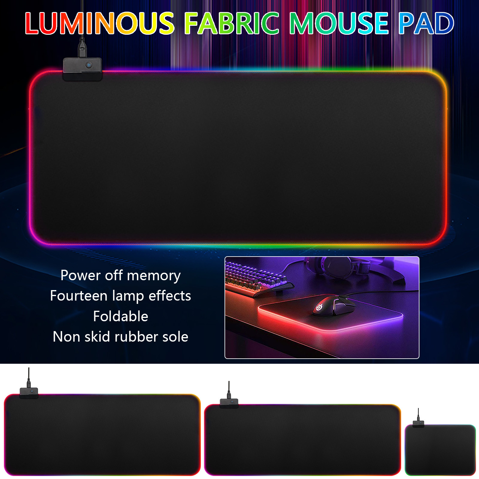 RGB Backlit Gaming Mousepad, Large Gaming Desk Mat, Non-Slip Surface ...