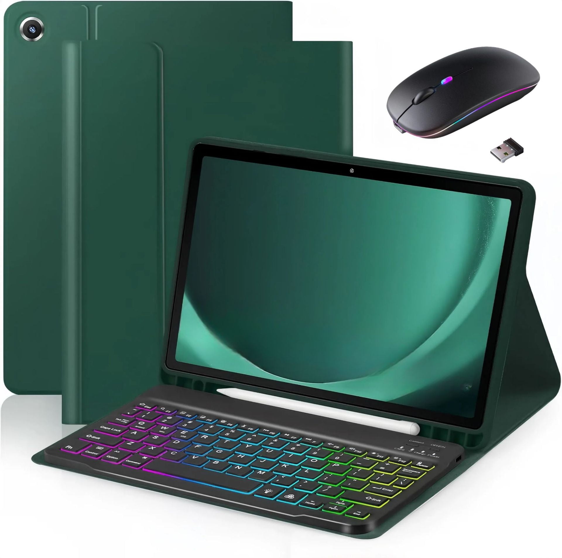 RGB Backlit Keyboard Case with Bluetooth Mouse & Keyboard Sets (Green ...