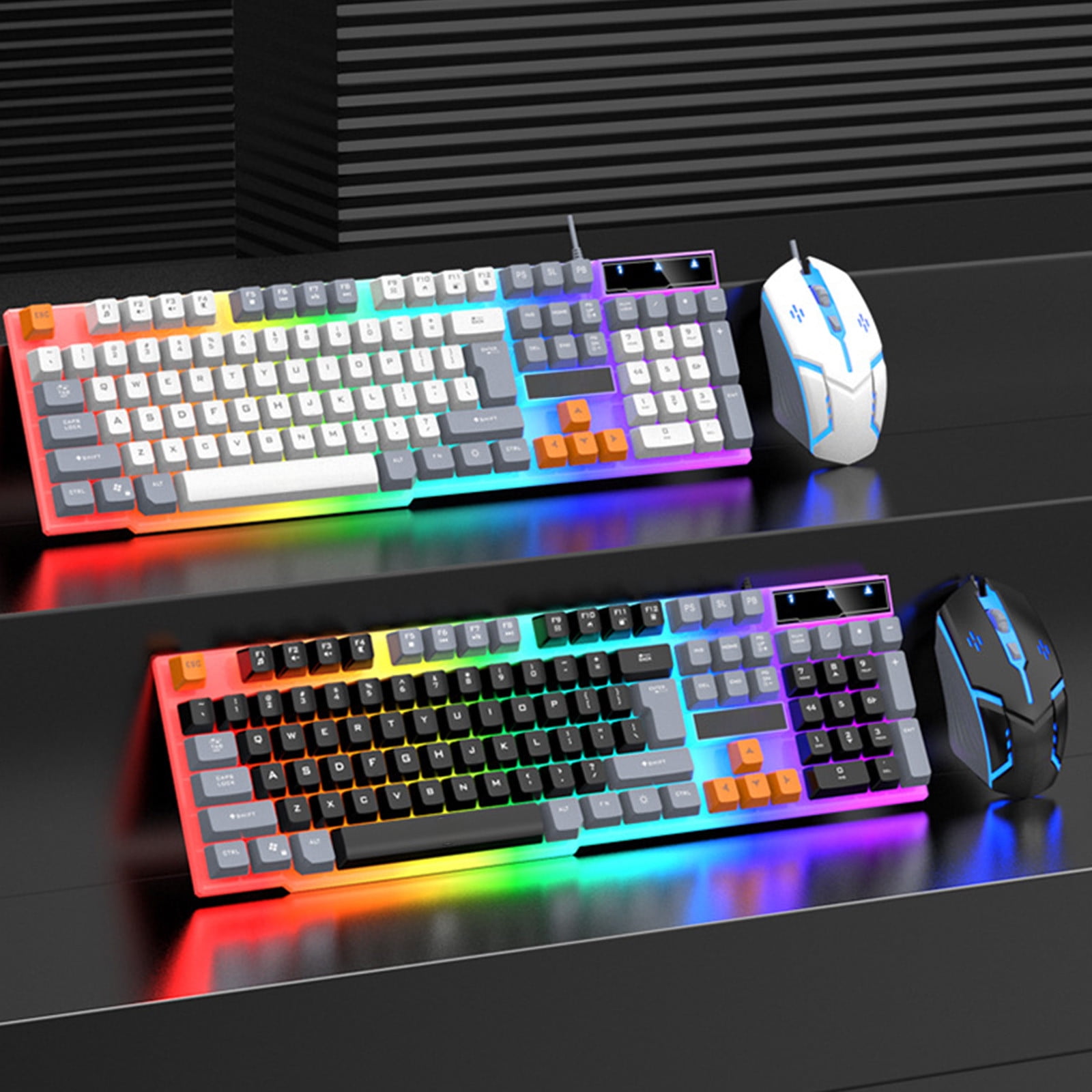 RGB Backlit Mechanical Keyboard, Wired Gaming Mouse, Silent Clicks ...