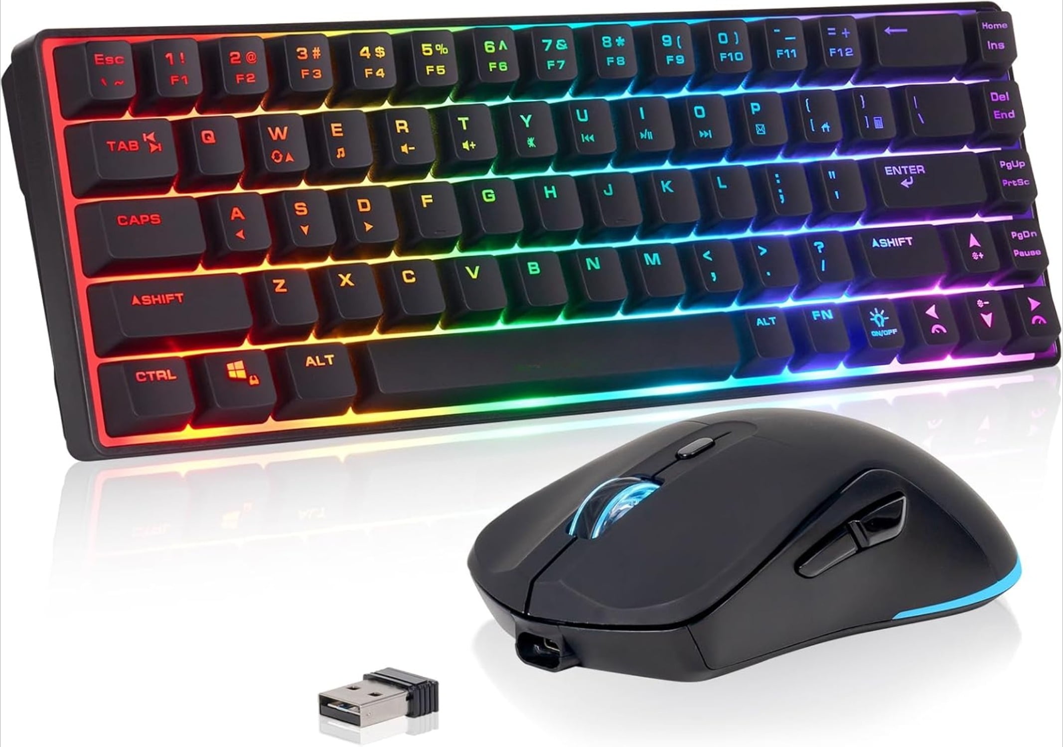 RGB Backlit Rechargeable LED Light Up Keyboards,Wireless Gaming Mouse ...
