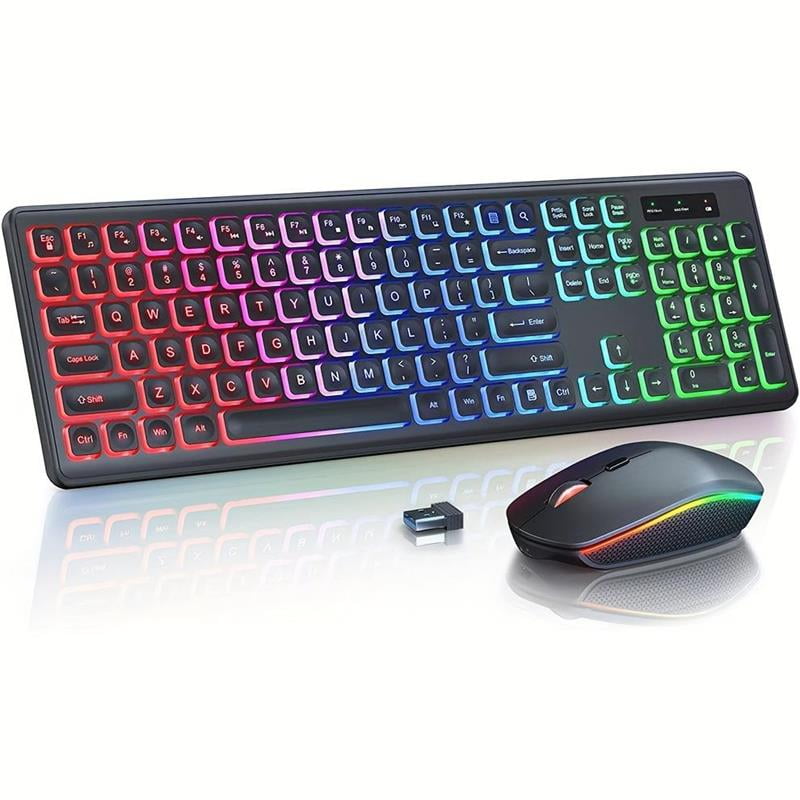 RGB Backlit Rechargeable & Light Up Letters Full-Size Ergonomic Tilt ...