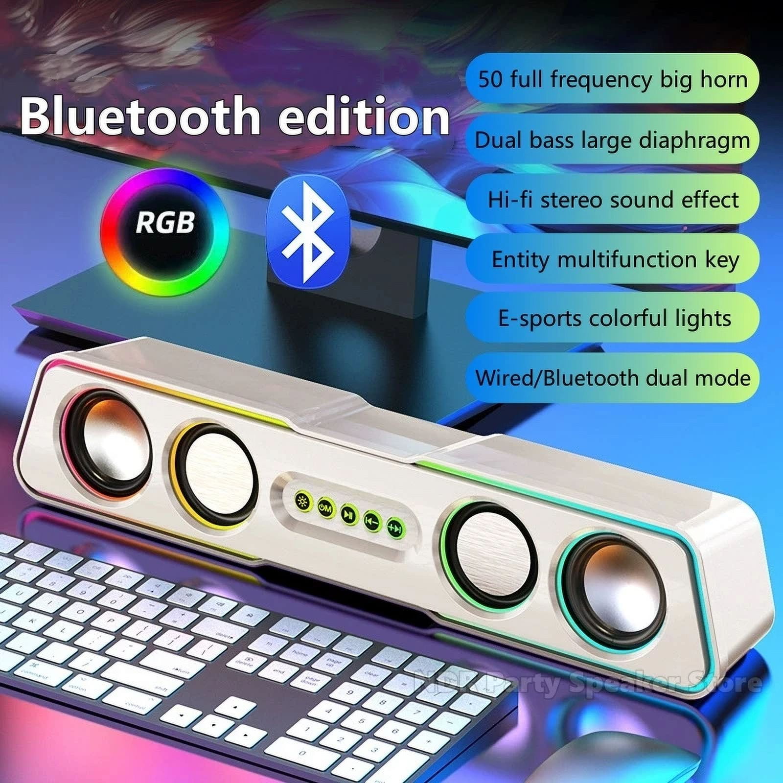 RGB Bluetooth Speakers Subwoofer Loud Volume Computer Audio Desktop ...