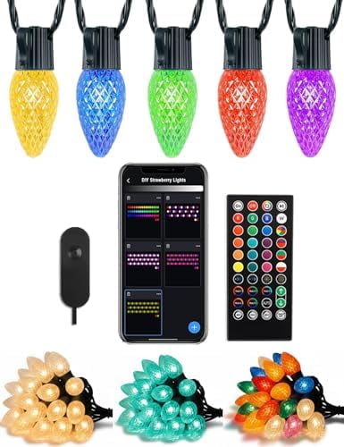 RGB C9 Christmas Lights Outdoor 118ft 150LEDs, DIY Chasing Effects ...