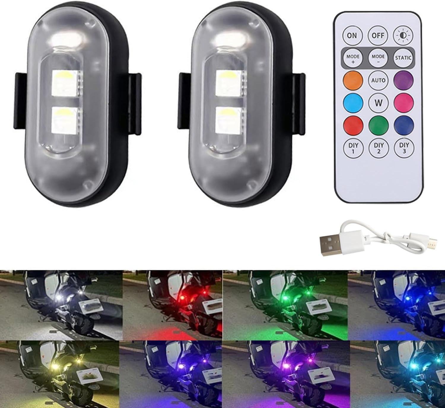 RGB Car LED Light, Wireless LED Strobe Lights with Remote Control ...