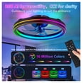 RGB Ceiling Fan with Lights, 19IN Low Profile Flush Mount Fan, Remote ...