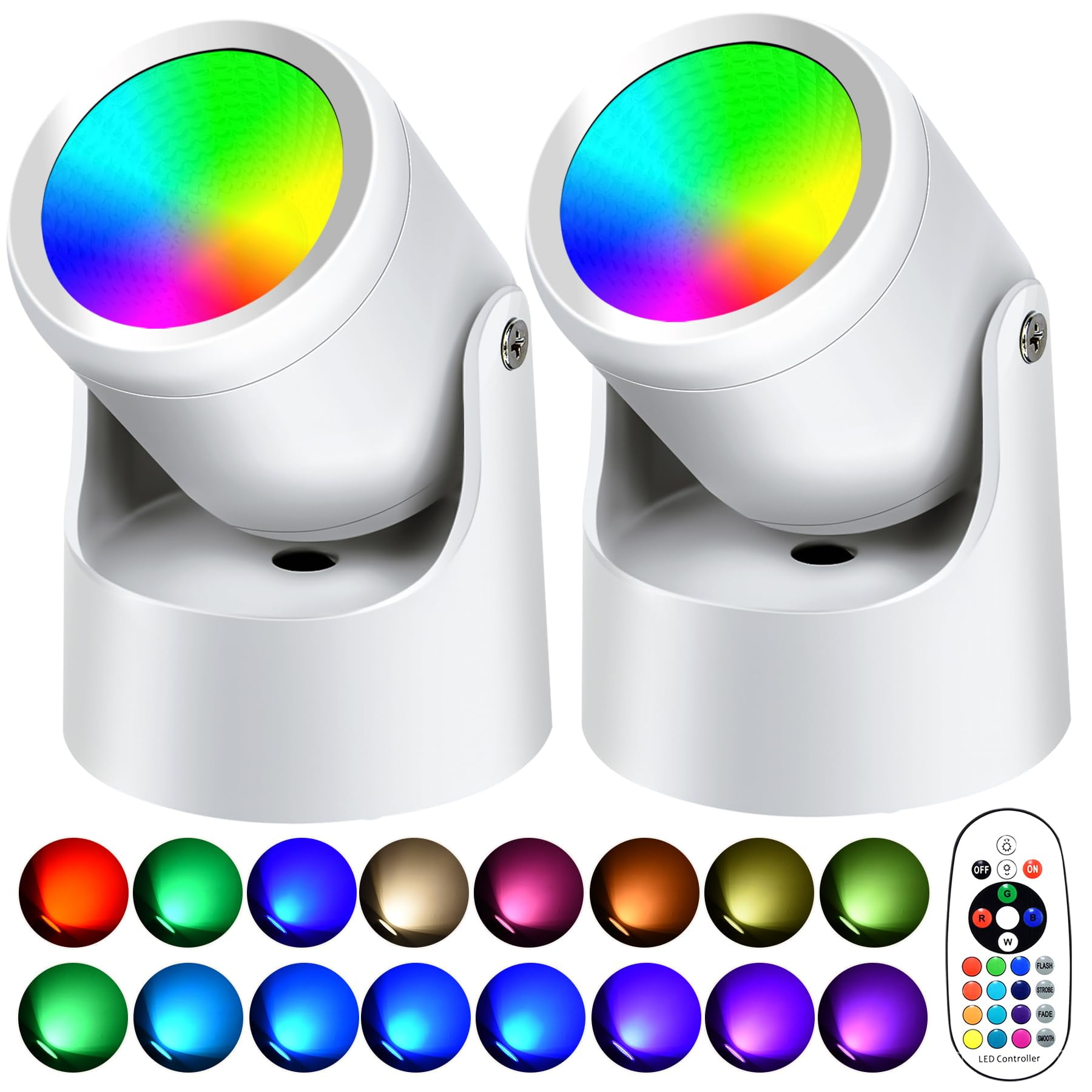 RGB Christmas LED Spot Lights Indoor, Up Lights Indoor with Remote ...