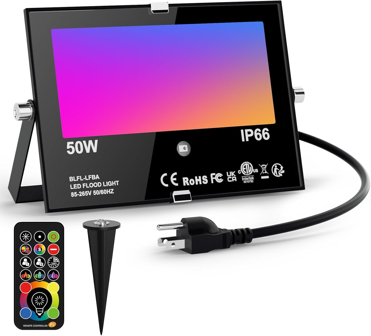 RGB Color Changing Outdoor LED Flood Light 500W Equivalent 2700k Warm ...