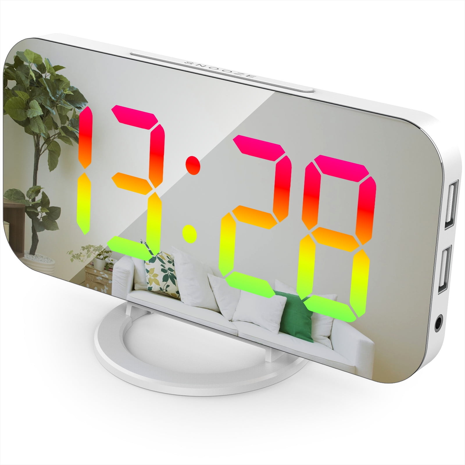 RGB Colorful Large Screen LED Display Electronic Clock USB Intelligent ...