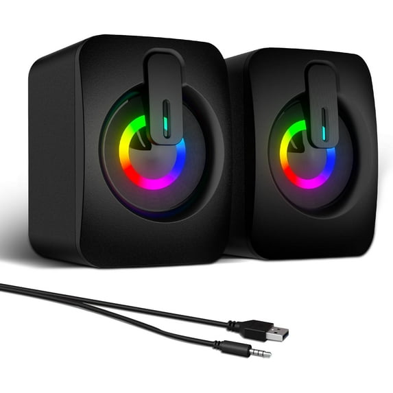 RGB Computer Speakers, USB-Powered PC Speakers with 7-Color LED ...