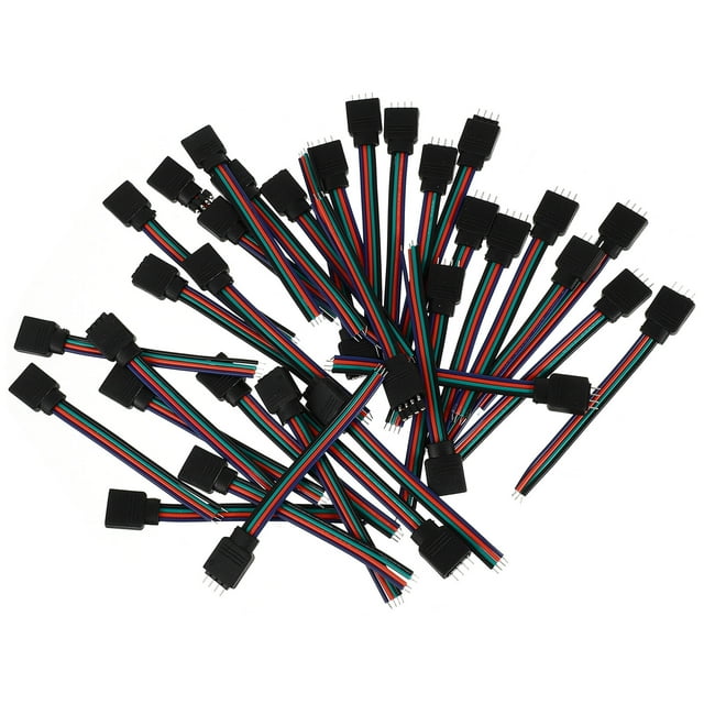 RGB Connector LED Connectors for Strip Lights Abs 4 Pin Kit Female Wire ...