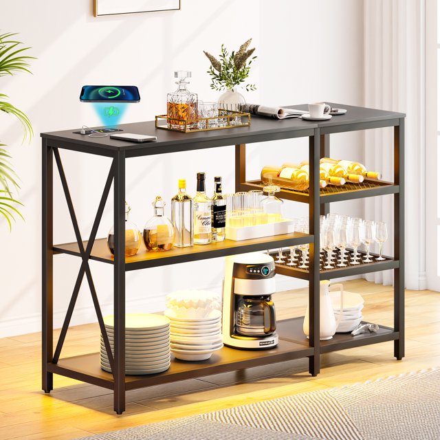 RGB Console Table with Dimmable 24 Colors Light, 47" Narrow Long Sofa ...